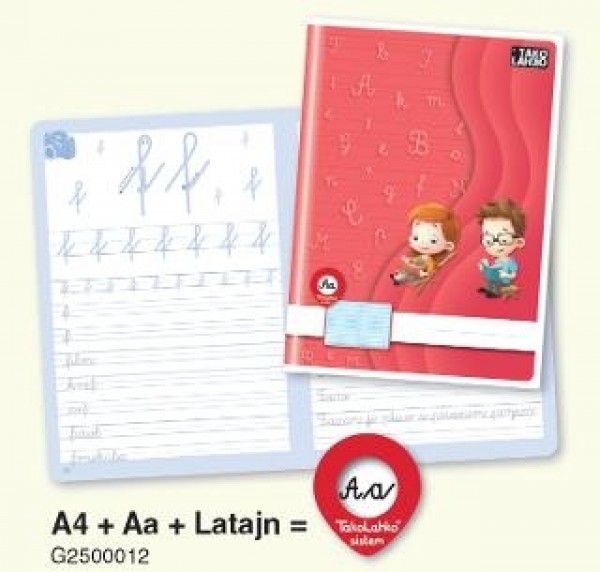 Zvezek TakoLahko pisane črke ABC A4 z predlogo